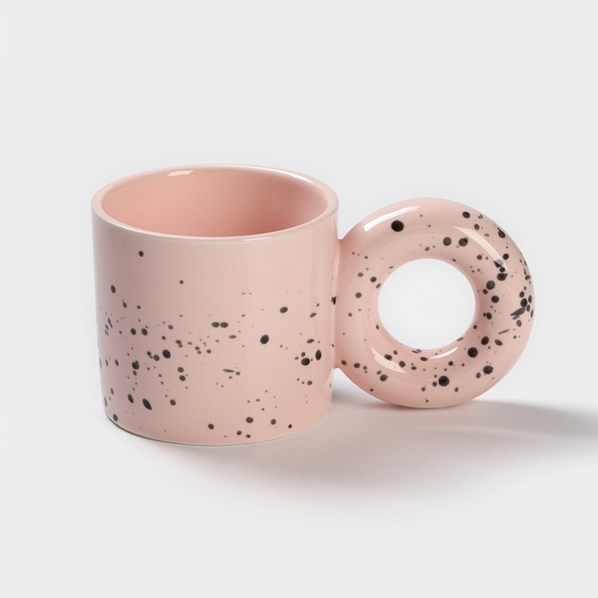 Кружка SKYPHOS «Бублик», 300 мл, керамика, гладкая, с риуснком, розовый