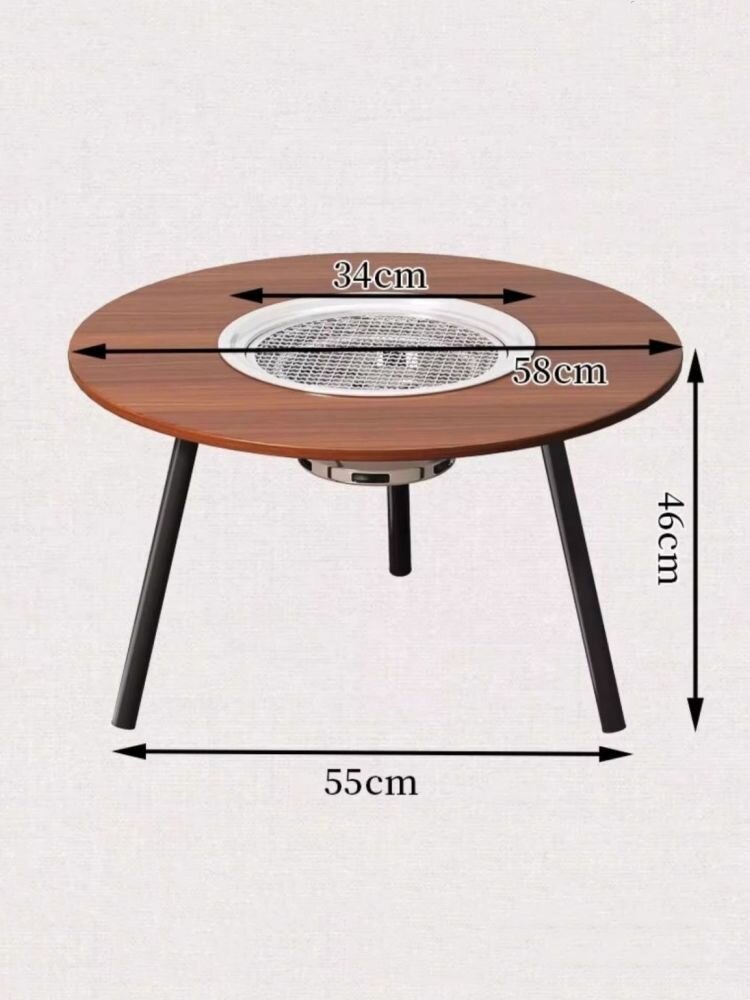Складной уличный стол-мангал из нержавеющей стали, коричневый, для 3-4 человек, с крючками и разборной конструкцией