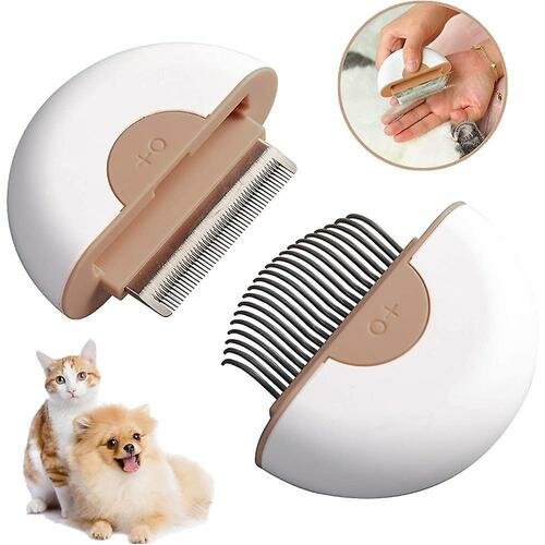 2-в-1 кошка гребень собака уход щетка удаление волос проливание чистка массаж гребени лучшие щетки для волос домашних животных (хаки)
