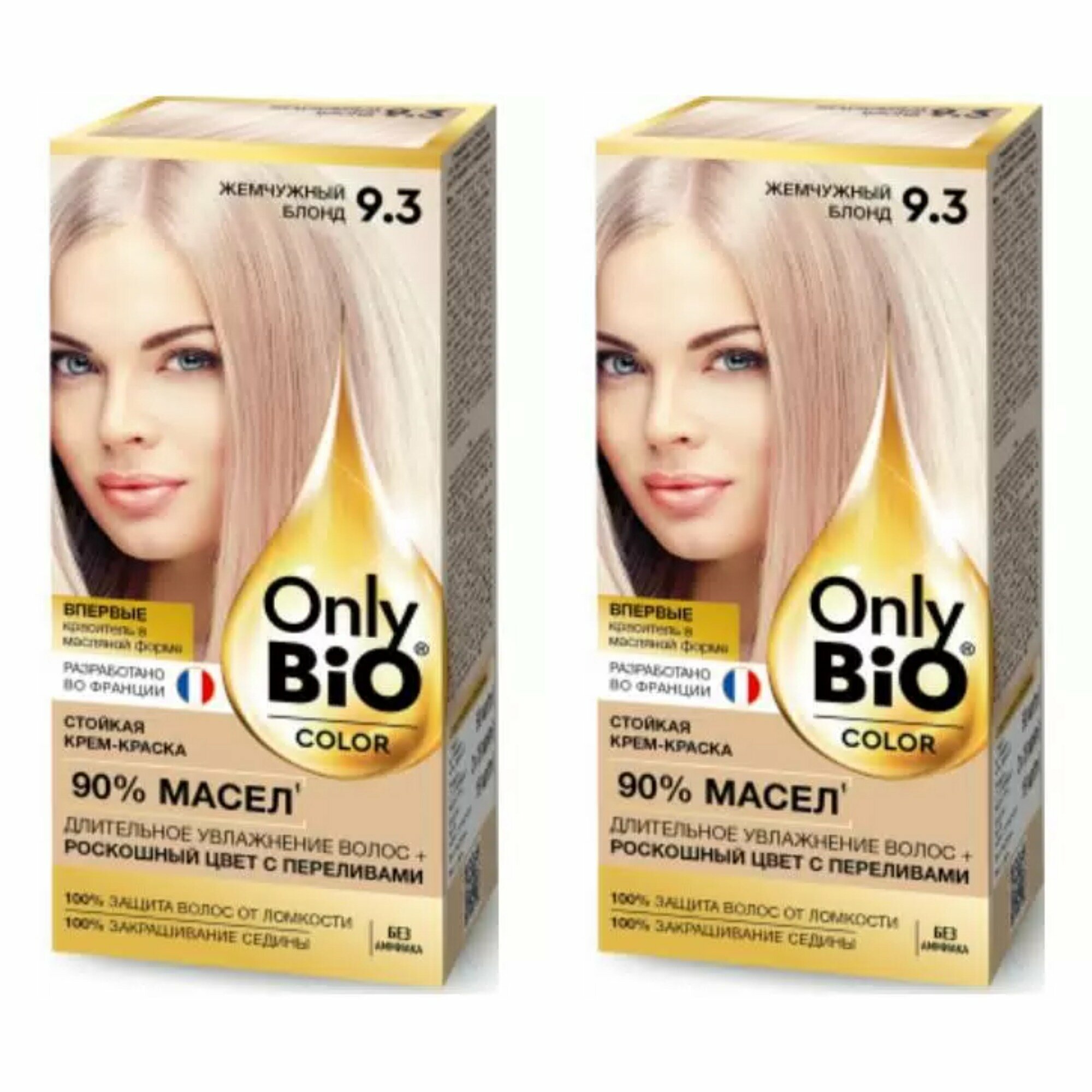 Краска для волос фитокосметик, Кремовая, стойкая, Only Bio color, тон 9.3 Жемчужный блонд, 115 мл, 2 шт