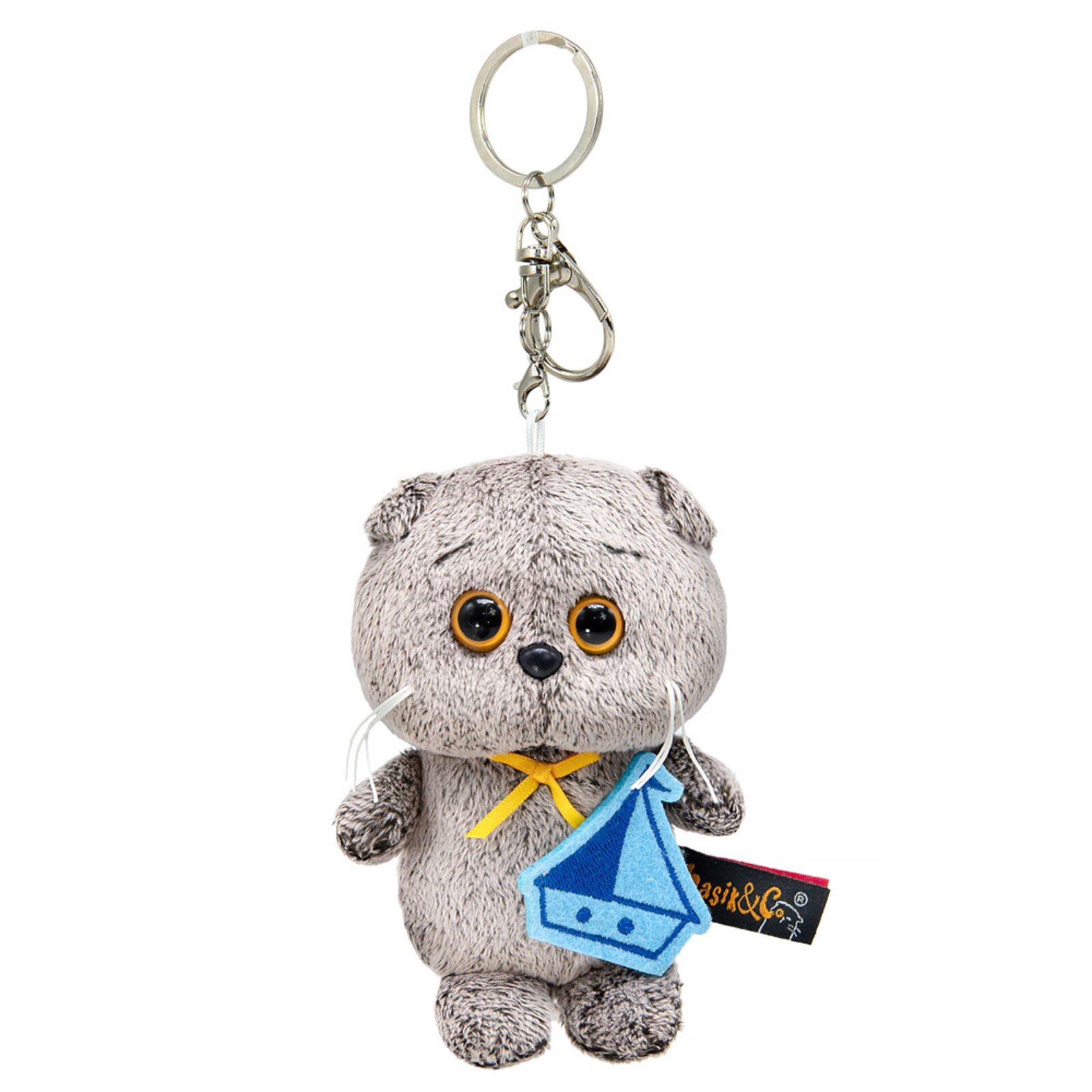 Мягкая игрушка-брелок Басик и Ко "Кот Басик" с корабликом, 12 см.