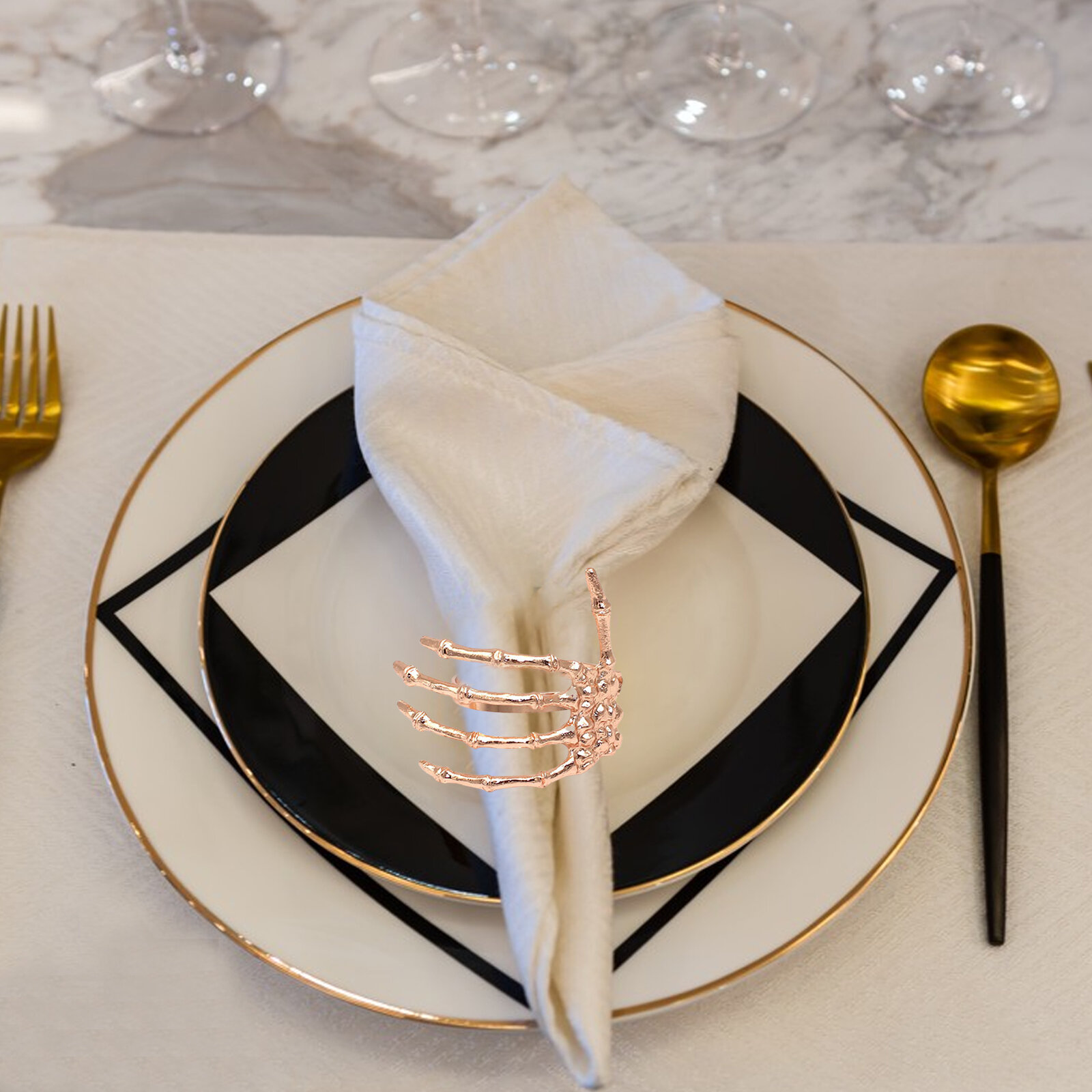 Винная посуда Хэллоуин Пряжка для салфеток Призрачное кольцо для салфеток для рук Кольцо для салфеток из сплава Черное