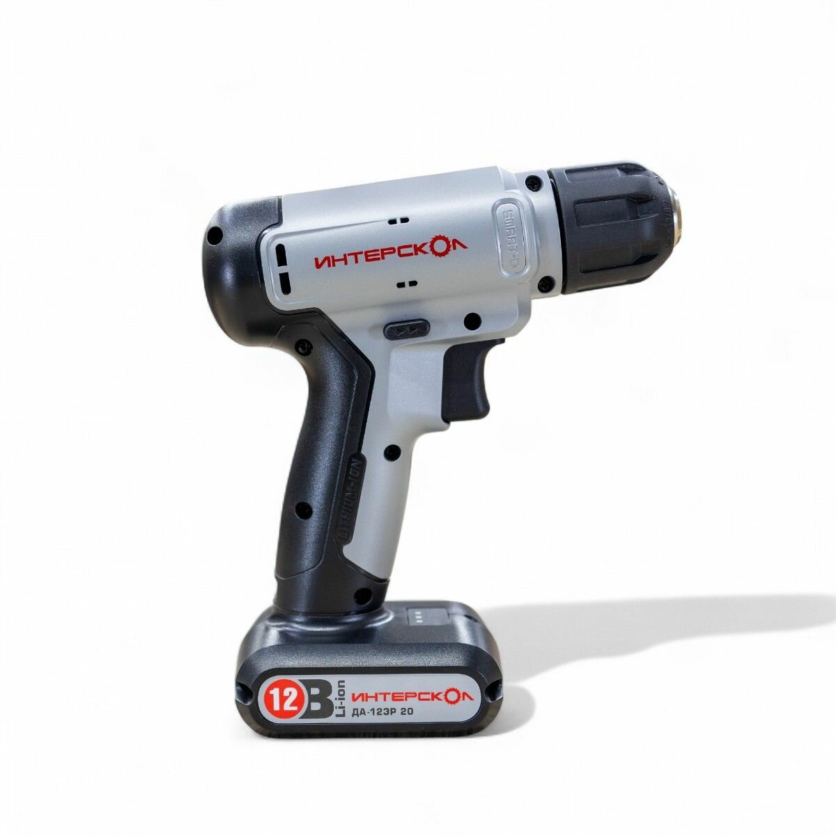 Аккумуляторная дрель-шуруповерт ИНТЕРСКОЛ ДА-12ЭР 20, 12 В, 700 об/мин, с АКБ 1.5 Ач и ЗУ 883.0.1.00