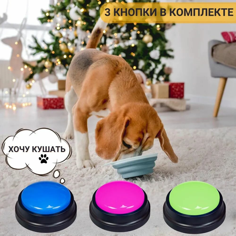 Кнопки для дрессировки собак Good Ideas: запись голоса, кликер, голосовая, набор 3 штуки
