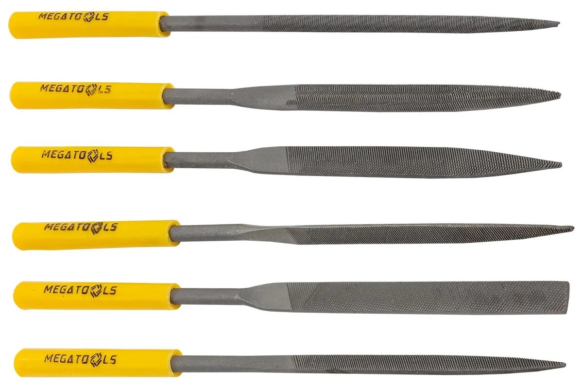 MEGATOOLS Набор разнопрофильных надфилей 140 мм, 6 предметов MT-6160(60866)