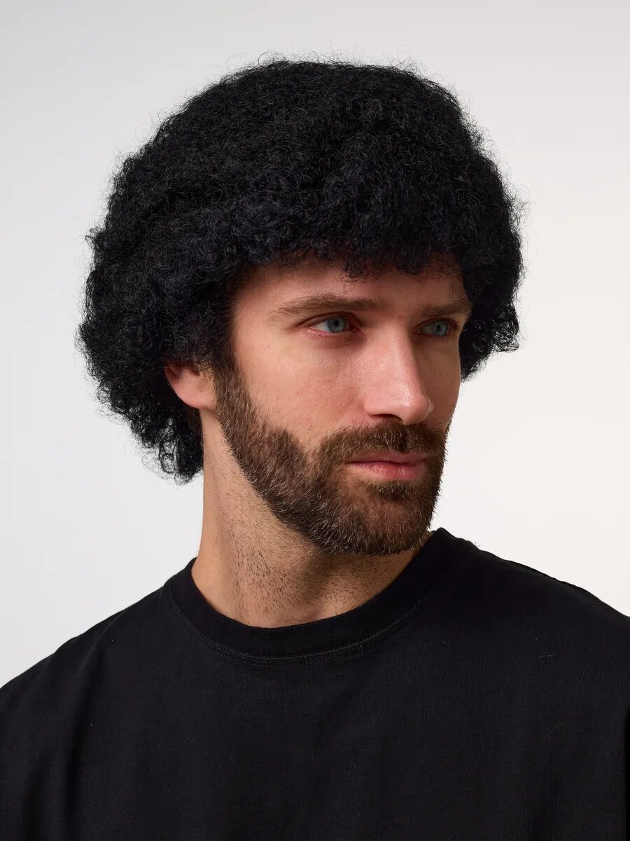 Парик мужской черный кудрявые волосы африка