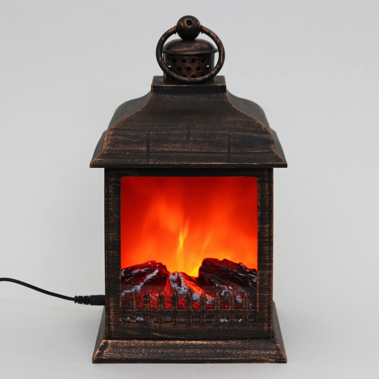 Сувенирный светильник «камин - Огонь» 15х15х27 см, USB/батарейки, уютный декор
