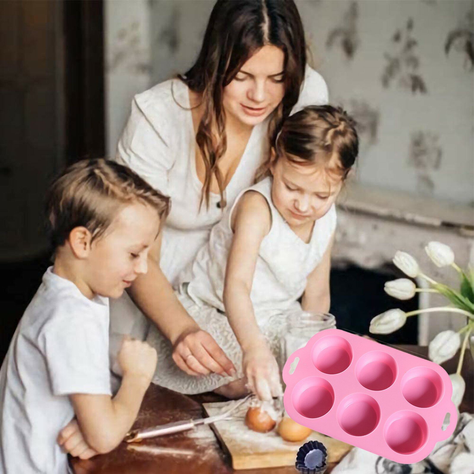 Форма для торта Happy Instant, силиконовая форма для торта с 6 отверстиями, бытовая форма для выпечки шоколадного пудинга своими руками