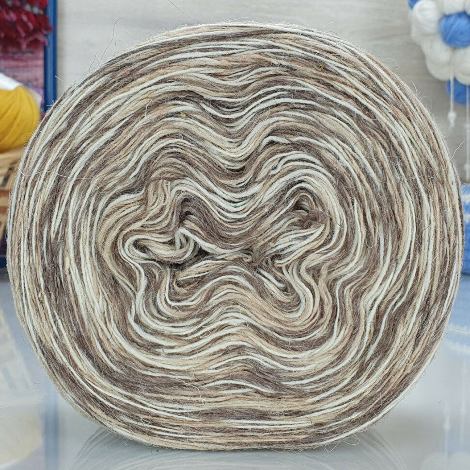 Пряжа Рассказовская ангорка меланж 14 бел/беж/св. корич (2 мотка)