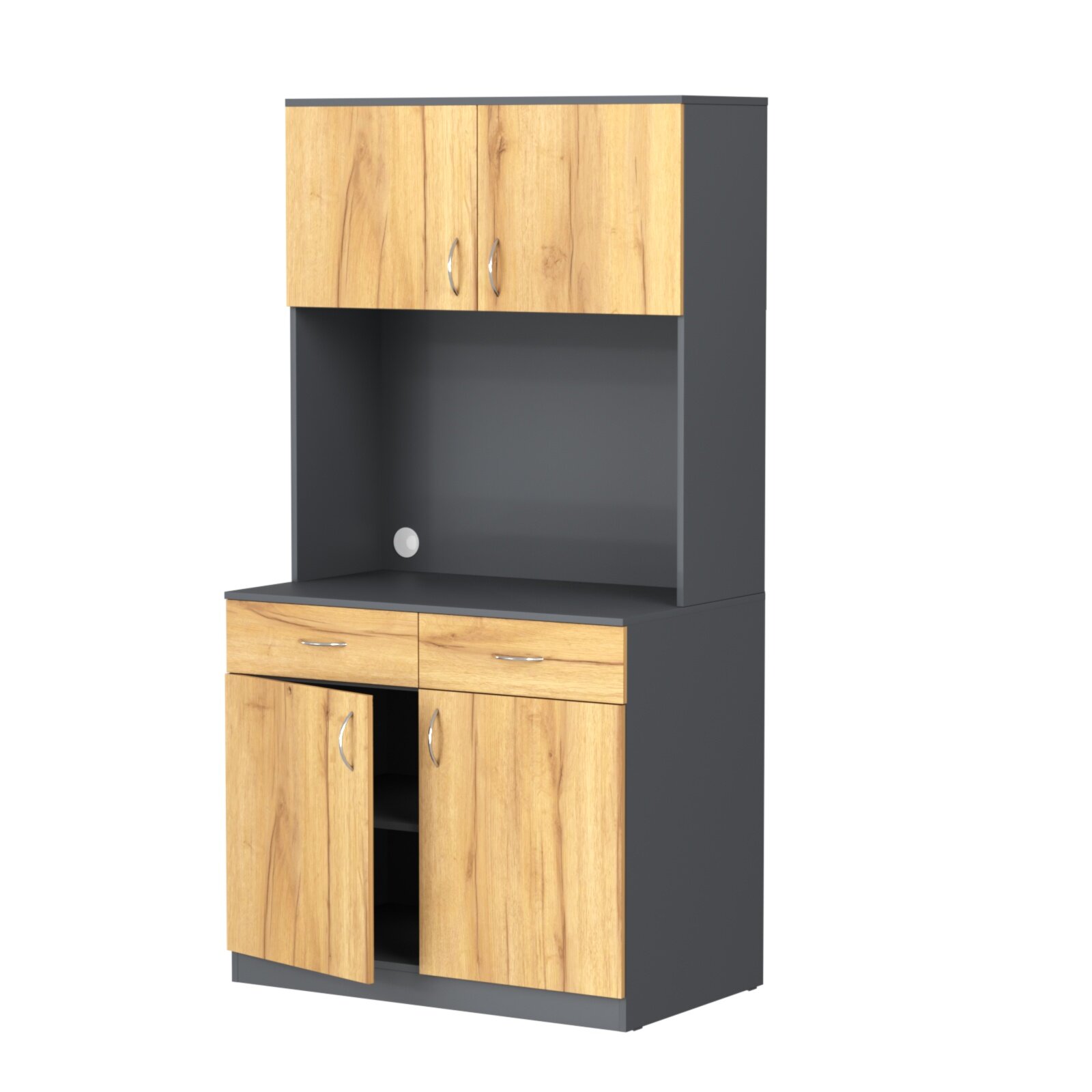 Офисная мини-кухня вектор №2, Темно-серый и Дуб Золотистый. Производитель товара - компания ТОБ.