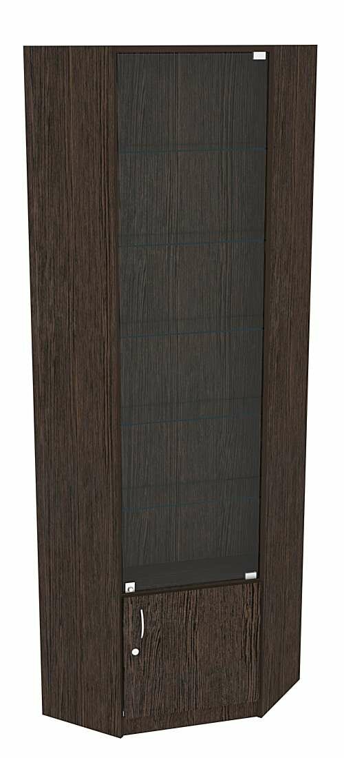 Угловая витрина сэсп-z №5-300 (З/C - ДВП) со стеклянными полками и дверкой, Дуб Венге