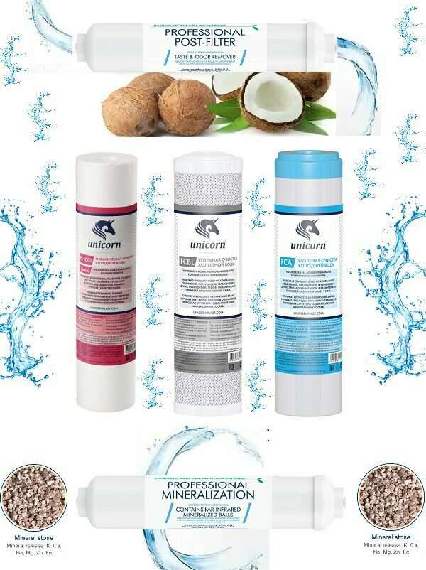 Комплект картриджей "Чистота и польза: 5 ступеней очистки с минерализацией для абф-осмо"