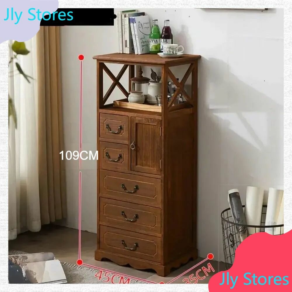 Комод из цельного дерева, простое хранение в стиле ретро, многослойный