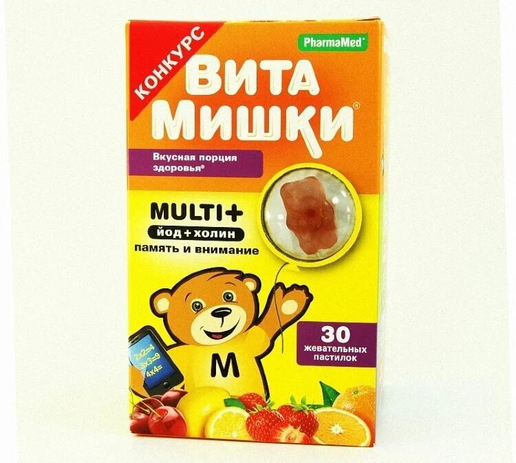 ВитаМишки "Мульти Плюс", йод+холин, пастилки жевательные, 30 шт.