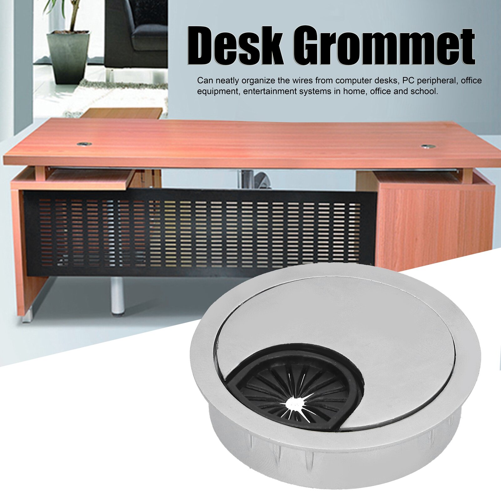 4 Наборы Громмета для Кабелей На Столе Кабельные Громмета для Компьютерного Стола Крышки для Дыр Кабелей Организаторы Зинк Алюминий Серый 50 Брushed 3 Части/Набор Офис Стол Компьютер Стол