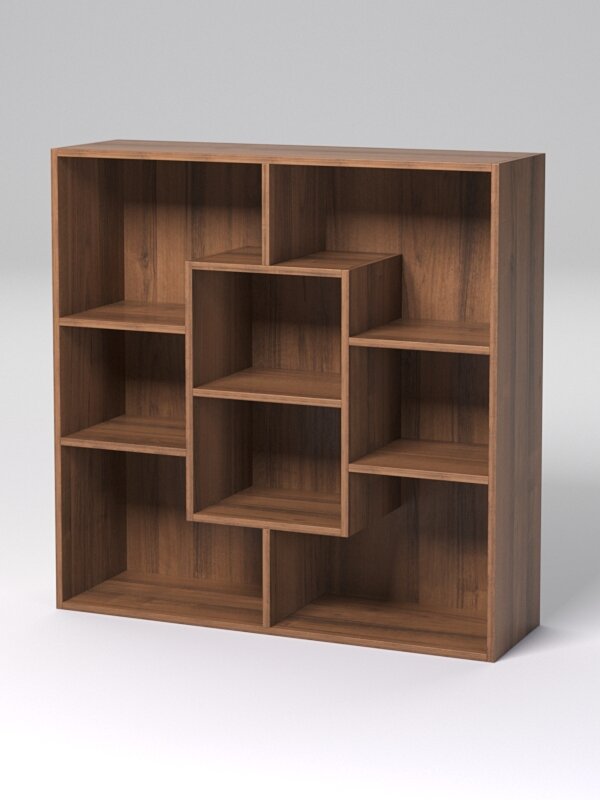 Антресоль "домашняя" для книг №2А с 8-ю ячейками (задняя стенка - ДВП), Орех