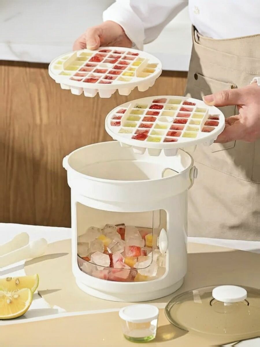 Лоток для льда - пресс, пластик, размер 16 х 14 см, цвет белый