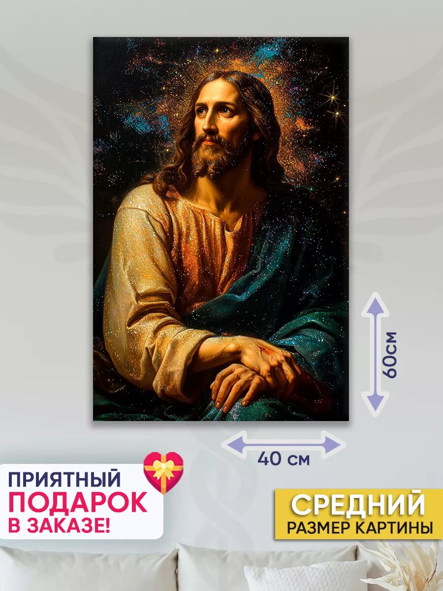 Картина на холсте "Иисус всемогущий" 40х60 см