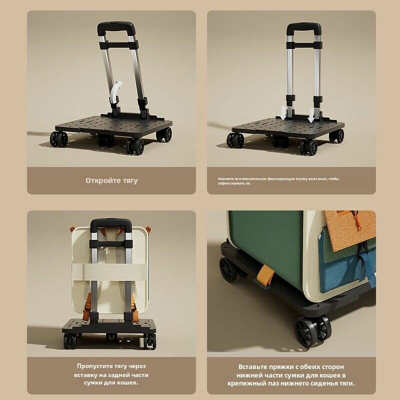 Большая вместимость рюкзак-клетка для кошек и собак, портативный чемодан на колесиках и рюкзак на двух плечах.