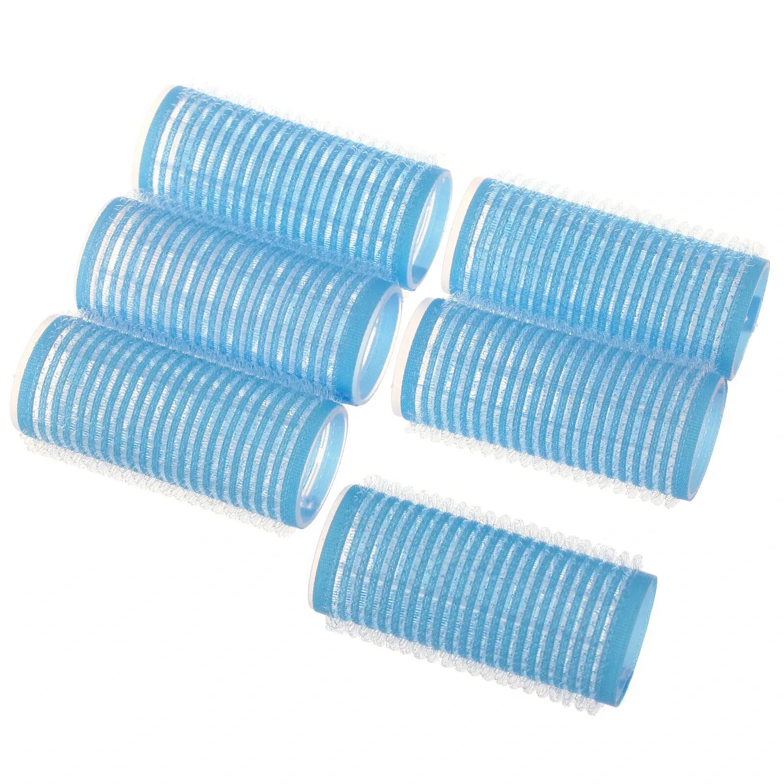 Бигуди-липучки для упругих локонов, 6 шт, голубые, d 2,5 см, пластик, без зажимов