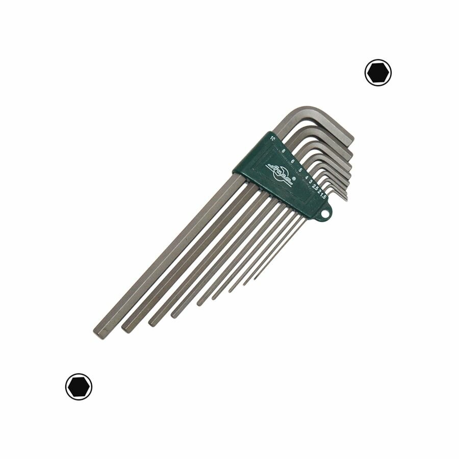 Набор экстрадлинных шестигранников Г-образных ключей HEX 1.5-10 мм AIST 1054309H набор имбусовых ключей H1.5-H10