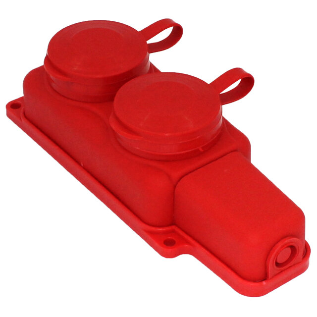 Колодка двойная с заглушкой каучуковая ВЭП свет 200-250В 2P+E 16А IP44 красный