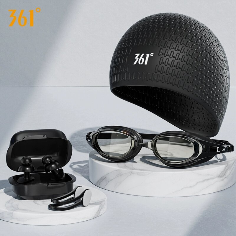 Набор берушей, зажима для носа и шапочки для плавания - Черный 6279 (капля)