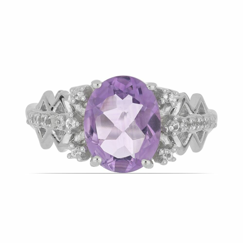 Кольцо тонкое, серебро, 925 проба, родирование, аметист