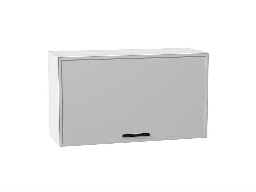 VVT Шкаф верхний горизонтальный Фрейм Белый, Grey Silk, 460, 800 В*Ш*Г 458*800*324, фасад МДФ Grey Silk, корпус Белый Grey Silk