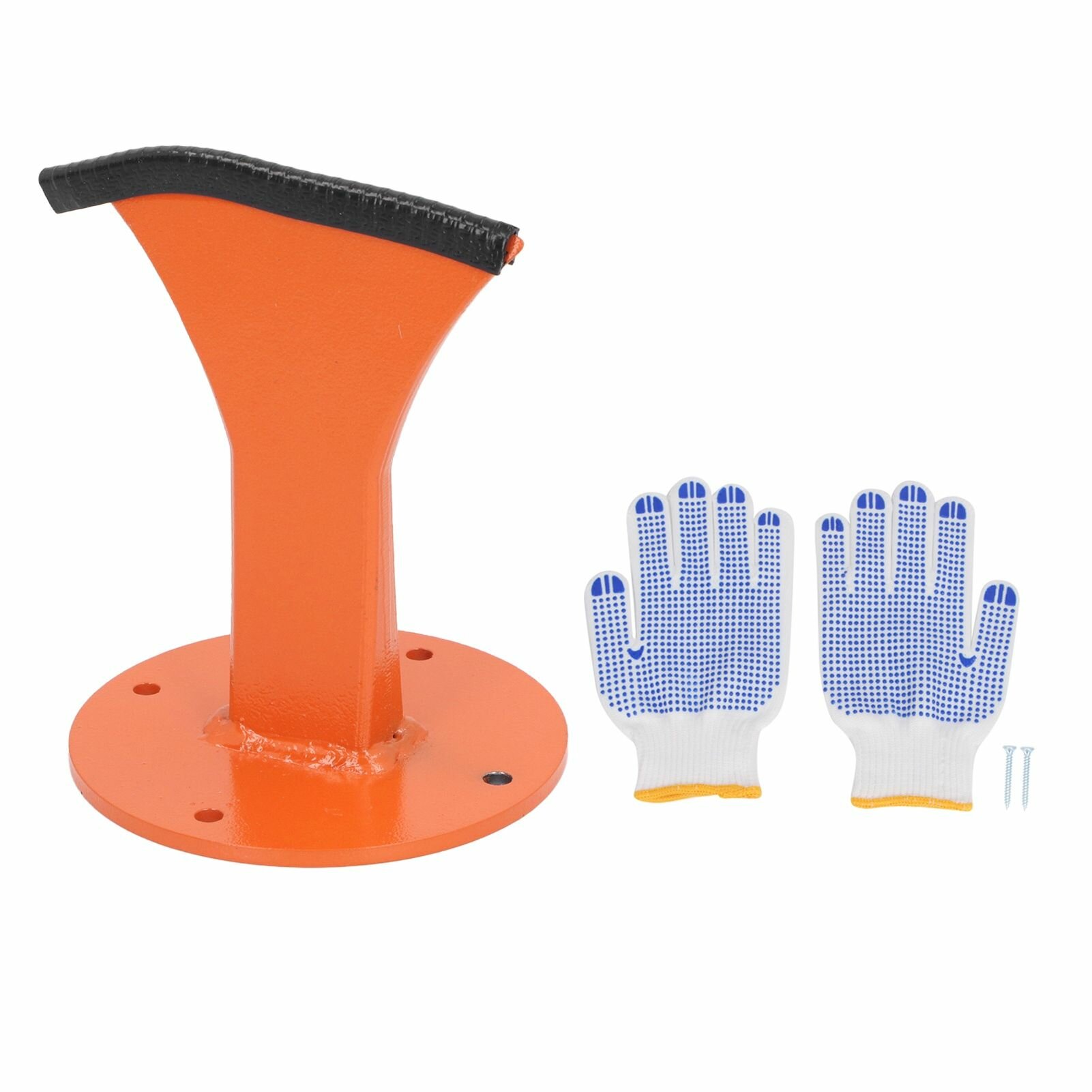 Ручной дровокол для колки дров, оранжевый, с защитными перчатками