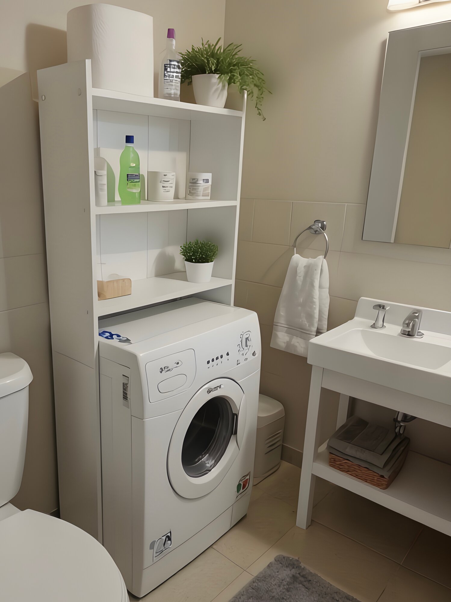Стеллаж над стиральной машиной напольный Welcome store открытый с полками для ванной