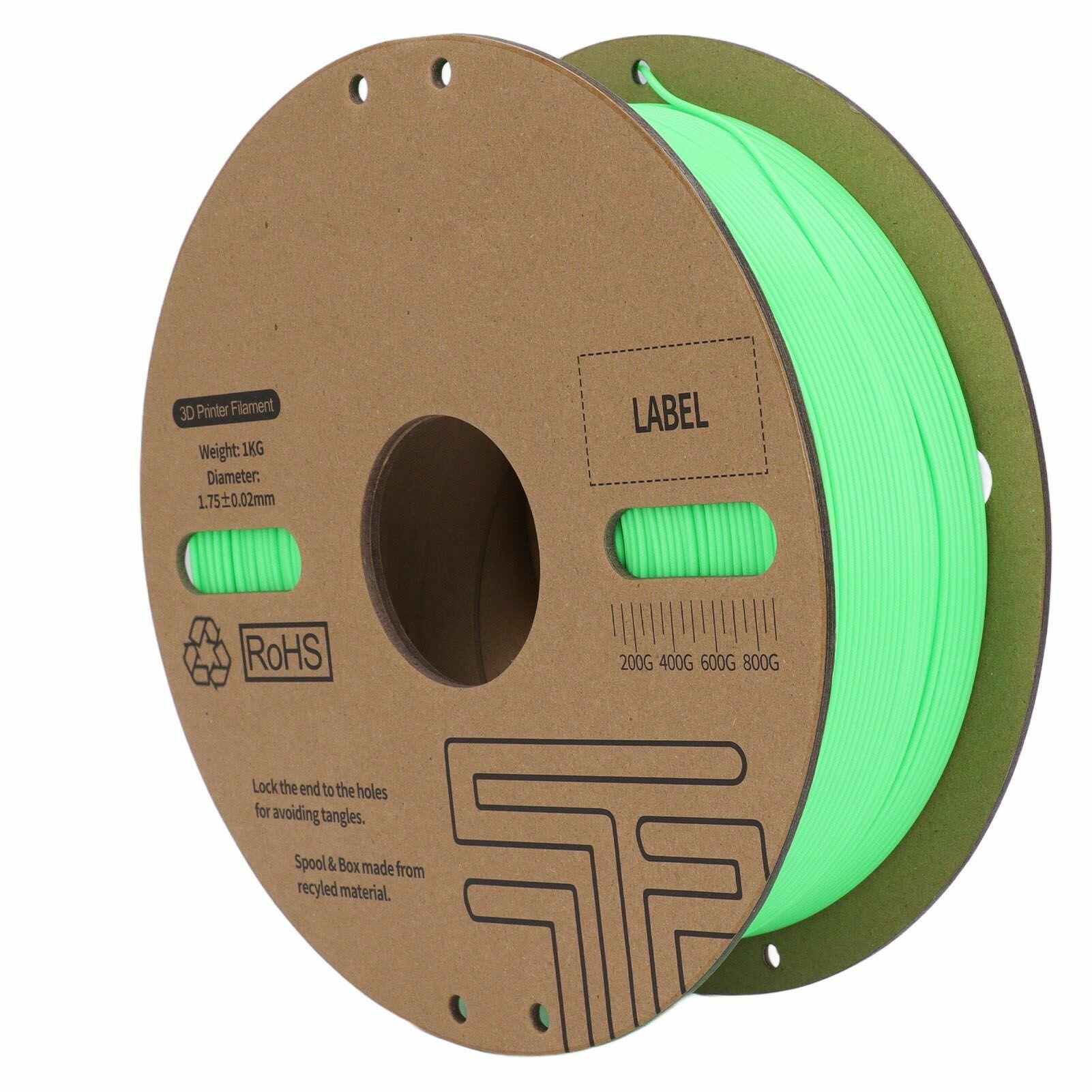Зеленый PLA-филамент 1,75 мм 30 600 мм/с Высокоскоростной Высокоточный 3D-принтерный филамент на катушке 1 кг