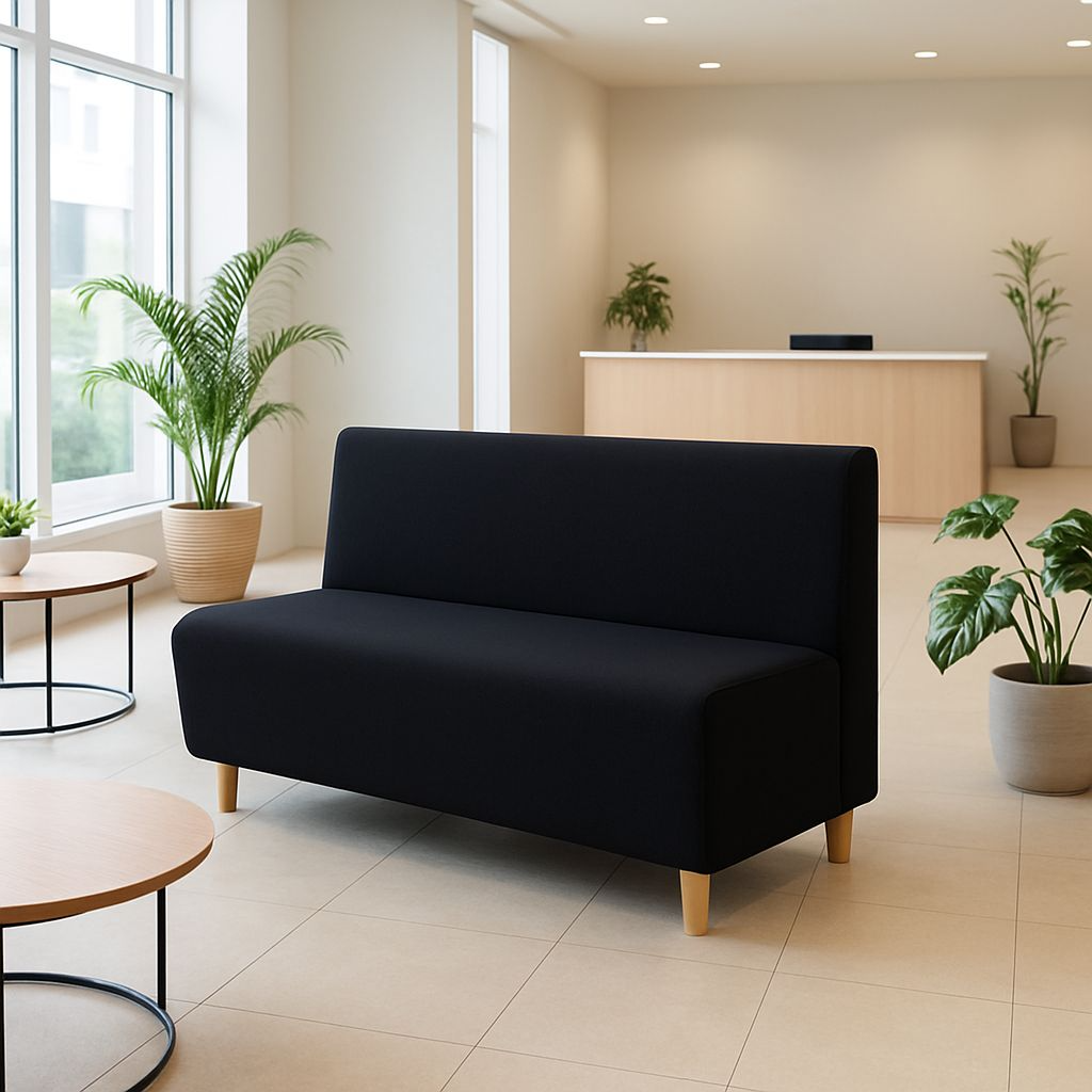 Диван "Слим", прямой, без подлокотников, велюр, черный, 180х65х85см