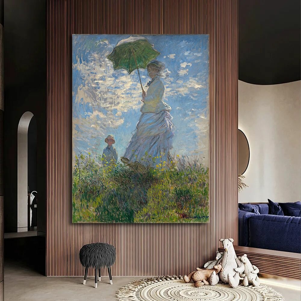 Клод Моне "Прогулка. Дама с зонтиком", Картина репродукция, 60х80 см.