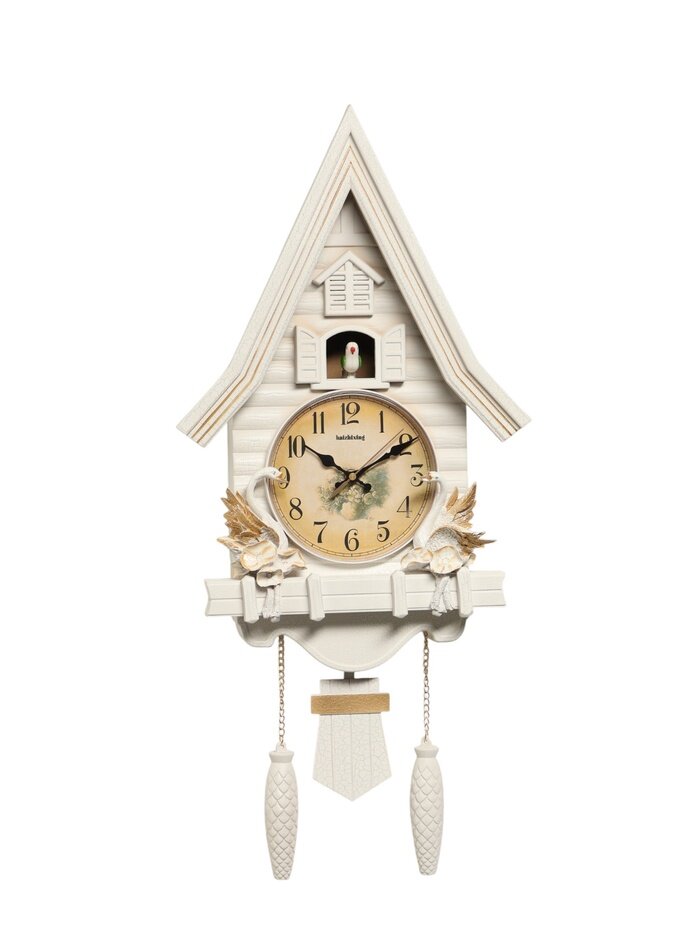 Часы настенные интерьерные «Лебеди», с кукушкой, бесшумные, плавный ход, 63×8×32 см, белые