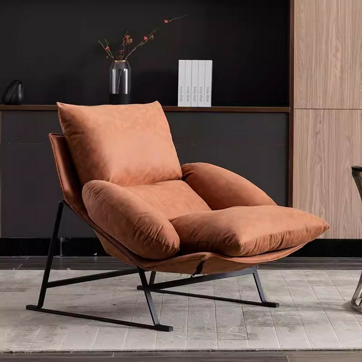 Кресло в стиле Belair, металлический каркас (коричневый, технологическая ткань)