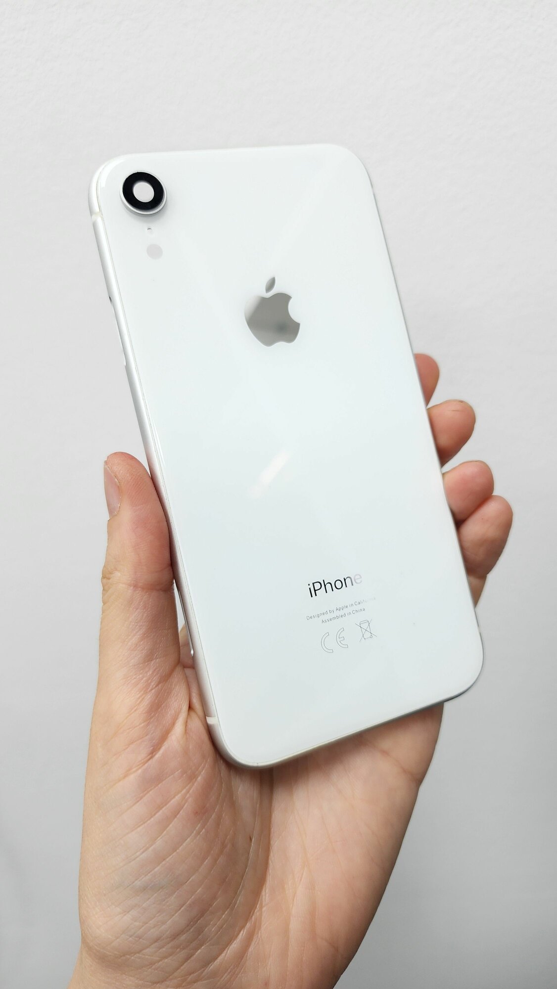 Корпус iPhone XR, белый, Премиум , стекло + металл