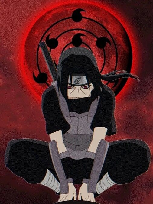 Алмазная мозаика на подрамнике "Учиха Итачи" круглые бриллианты 40х50см