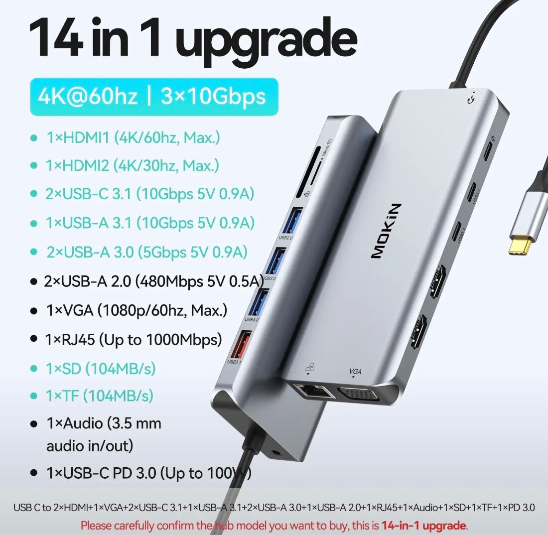 Док-станция MOKiN MOUC0221 (14 in 1)