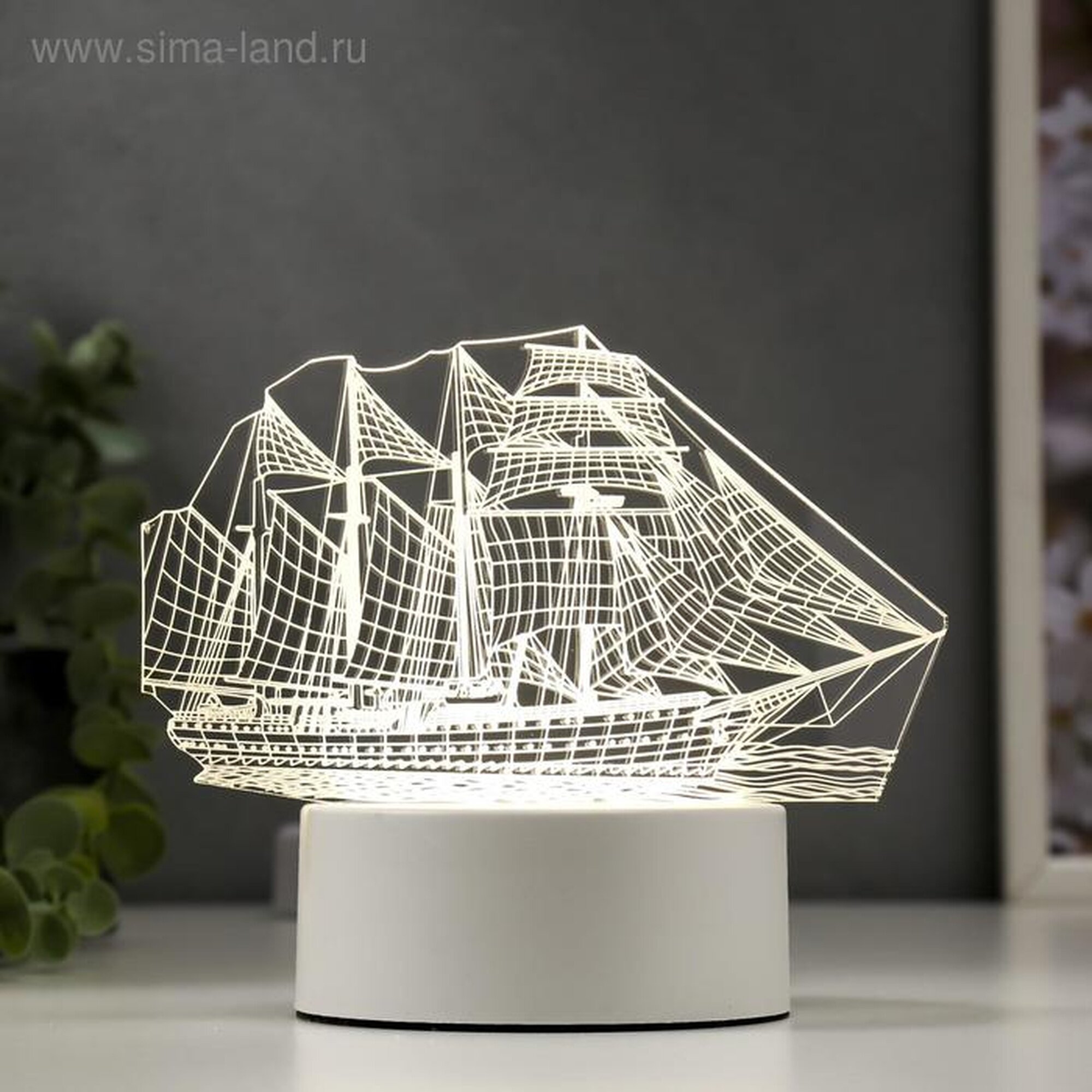 Светильник RISALUX «Фрегат», LED, белый, 3D, от сети, с выключателем