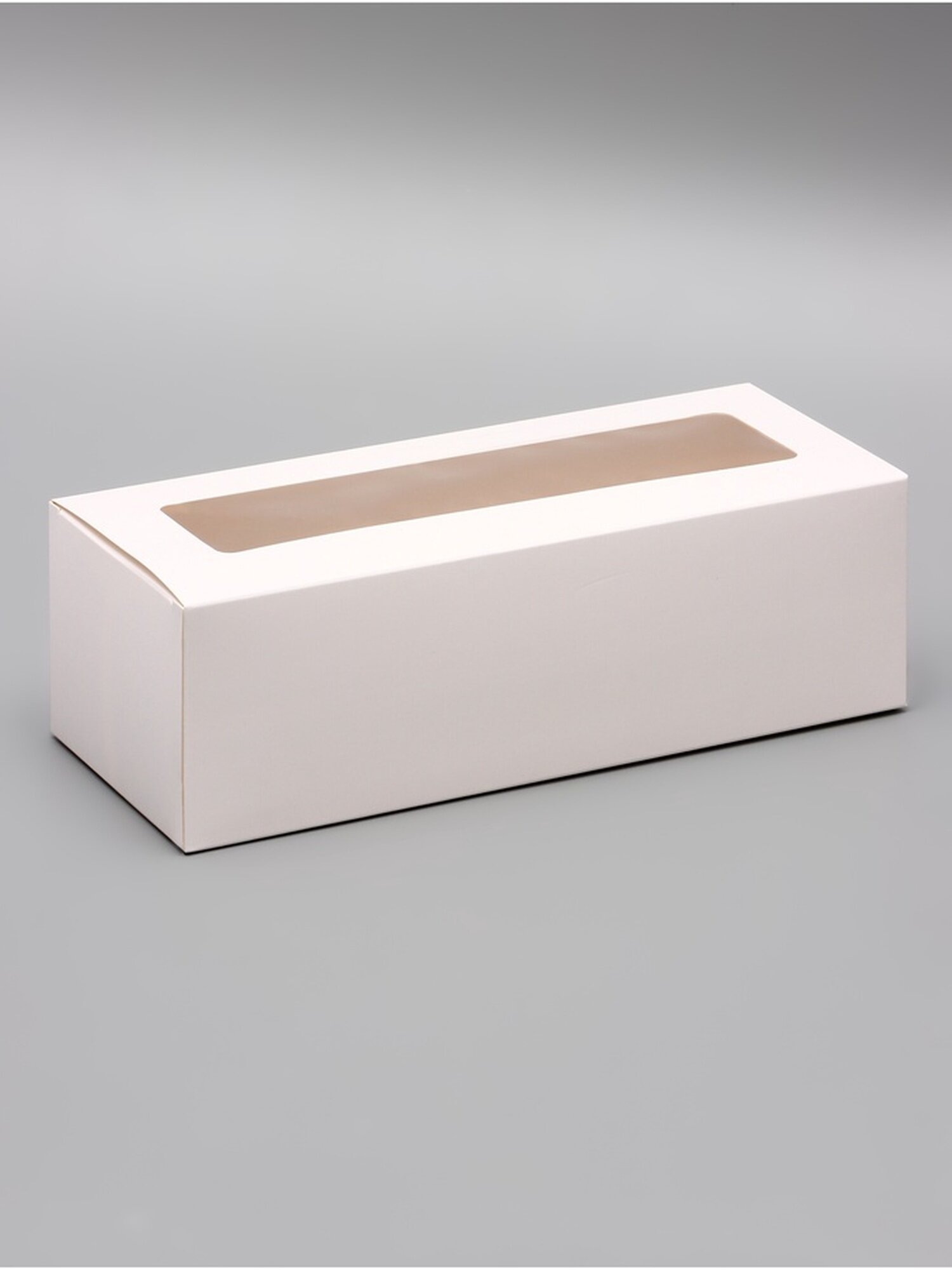 Коробка с окном под рулет, белая, 26×10×8 см. Кондитерская упаковка микс