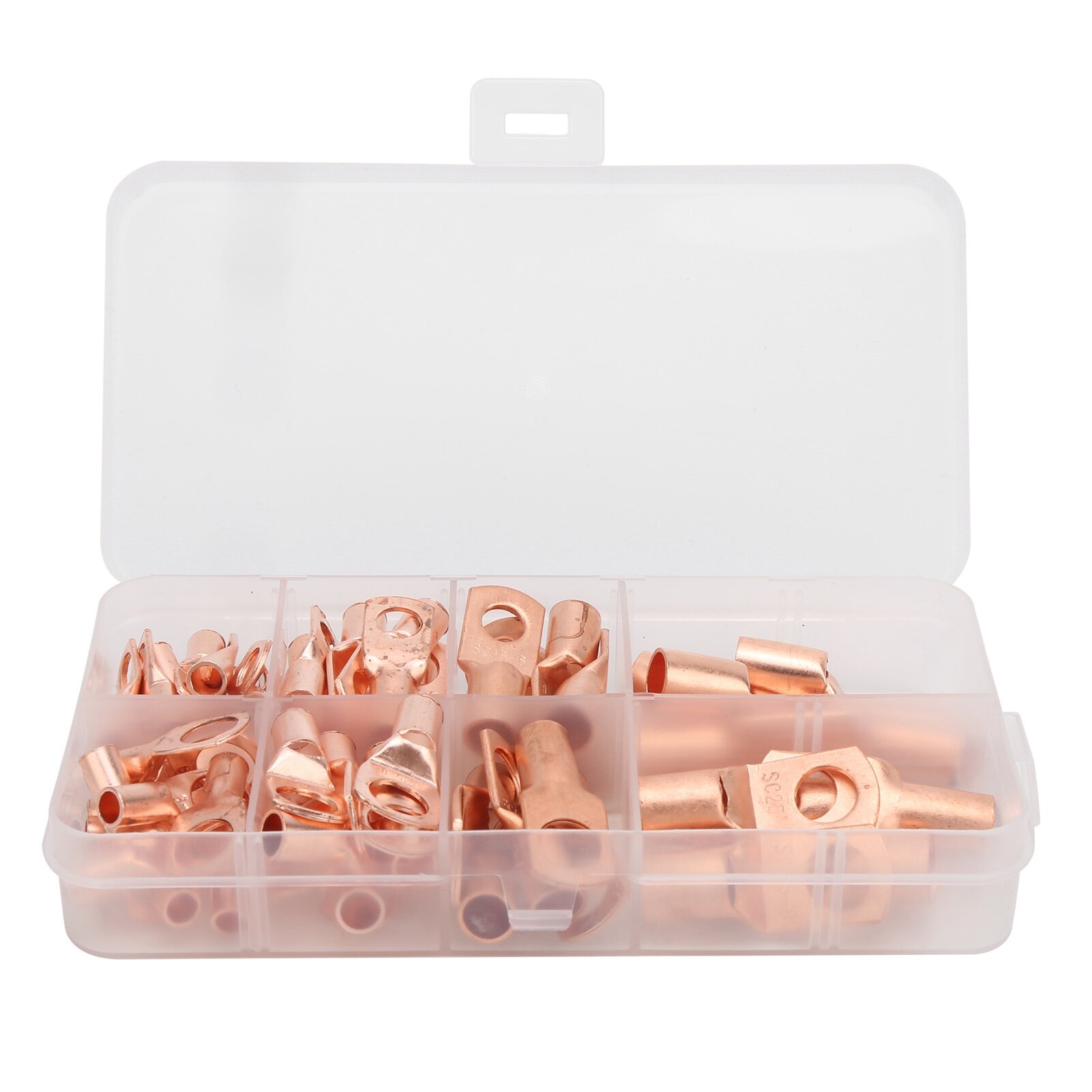 60Pcs Copper Ring Lug Terminals Electrical Wire Cable Crimp Connector SC6-SC25 Set
