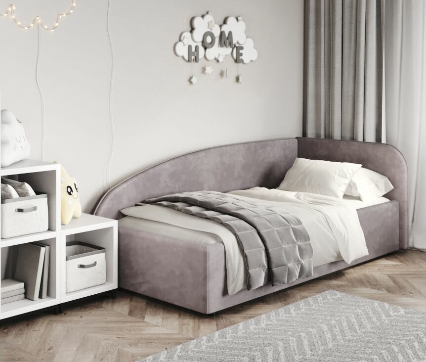 Кровать Элис 90х200 Лиловый Велюр Правый Угол