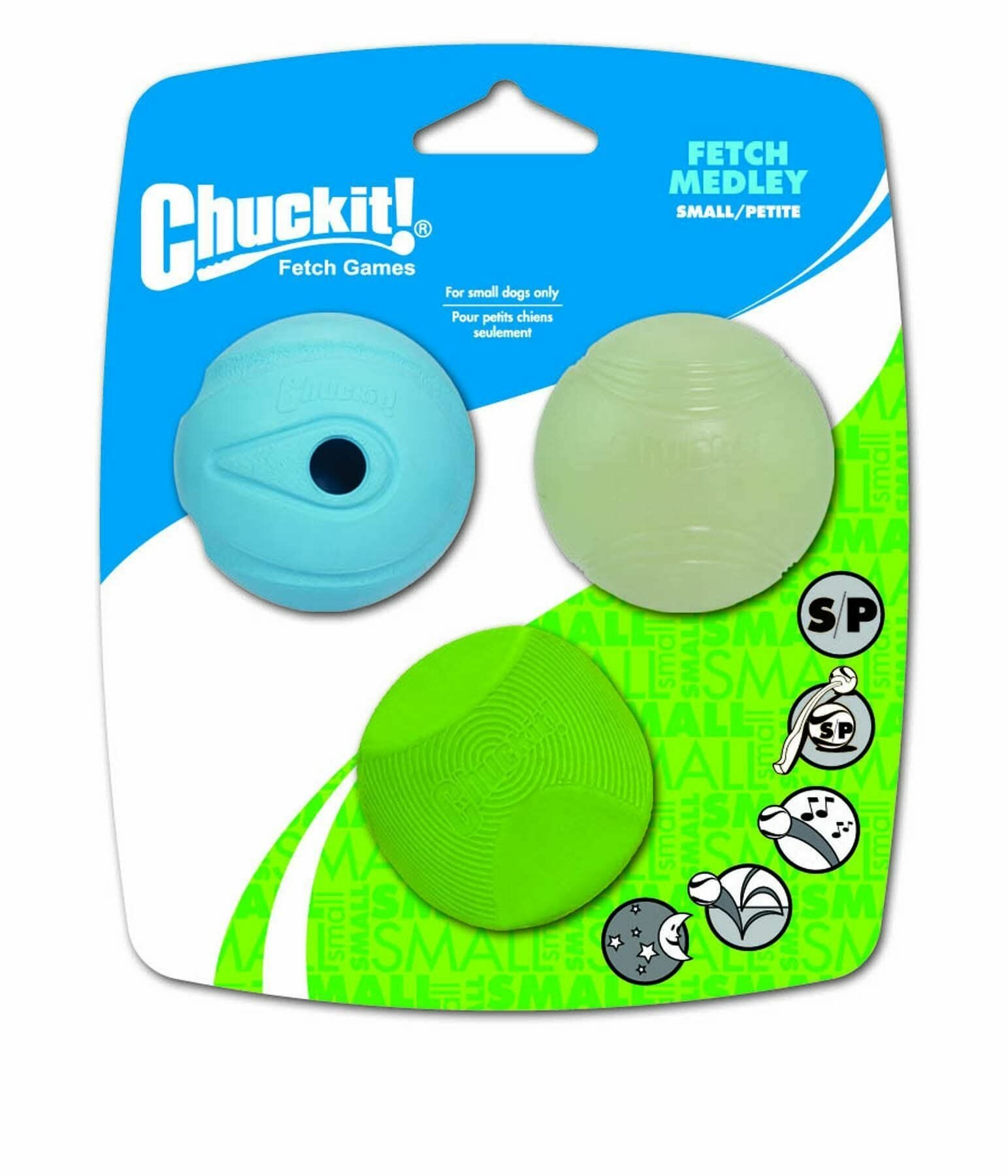 Chuckit! Fetch Ball Medley Trio, маленькие, 3 шт. в упаковке