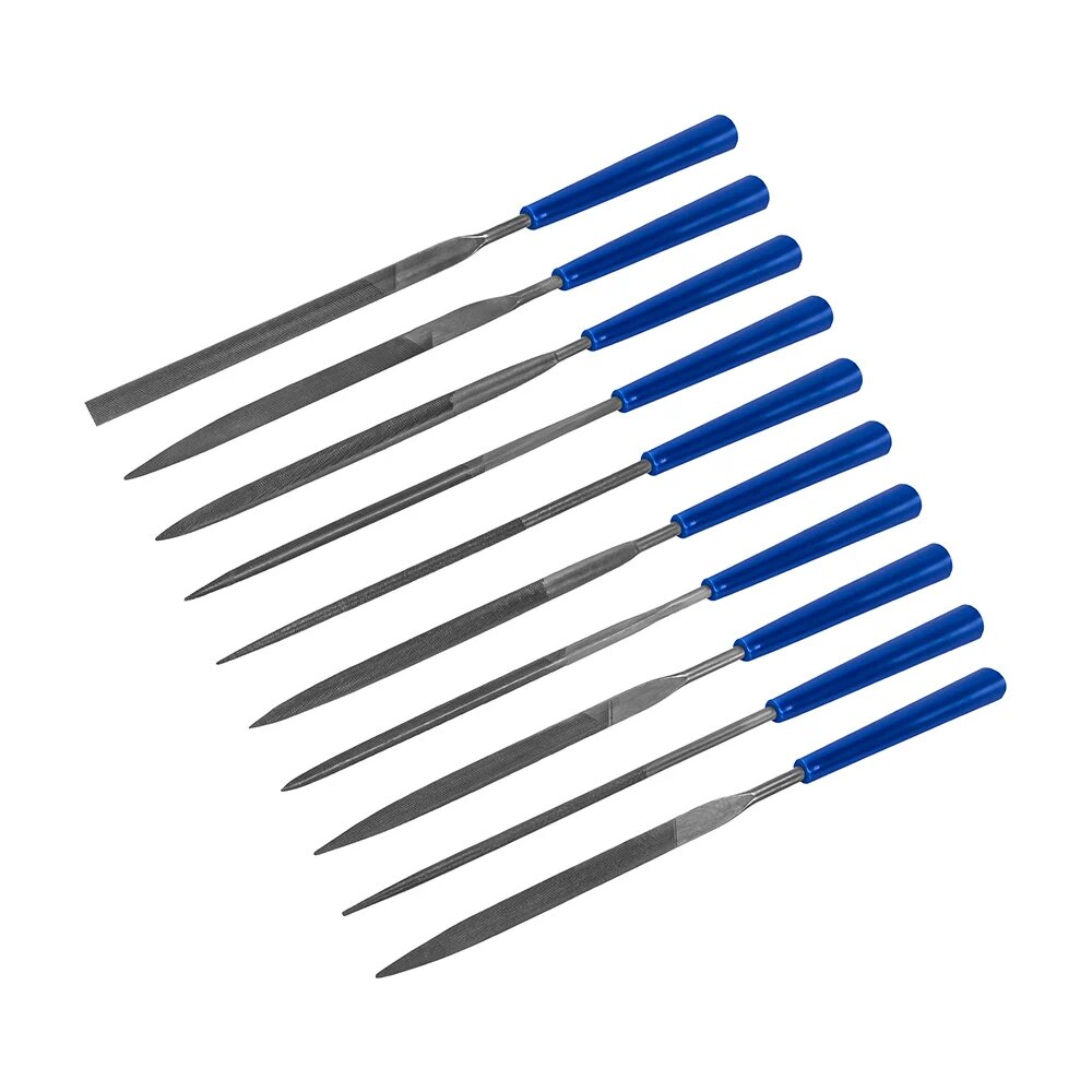 Набор надфилей № 1, 140х 50х3 мм, обрезиненные рукоятки 10 шт. чехол кобальт