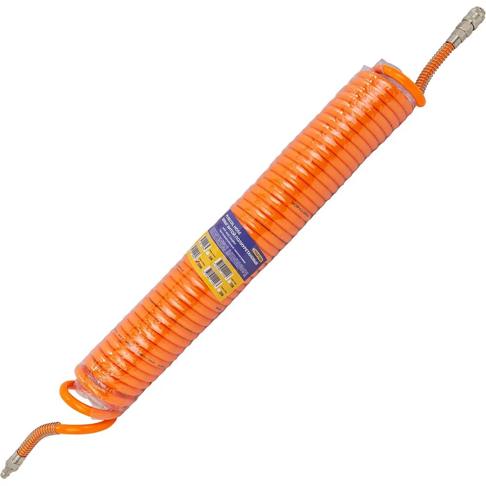 Шланг витой полиуретановый 8х12 мм, 10 м с быстроразъемными наконечниками, 15 бар Partner PA-1208-10M(15049), 8×12