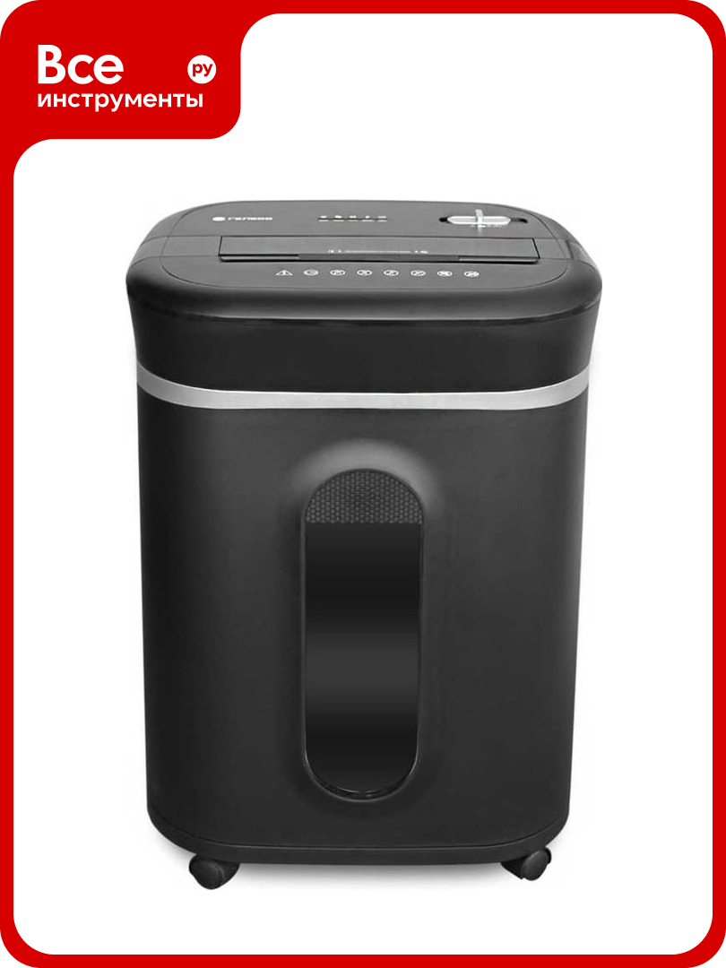 Уничтожитель документов гелеос DIN P-5, фрагмент 1,9х12мм, 13-14 лист70г/м2, CD/пл. карты/скрепки/скобы, 28 литров УМ28-5