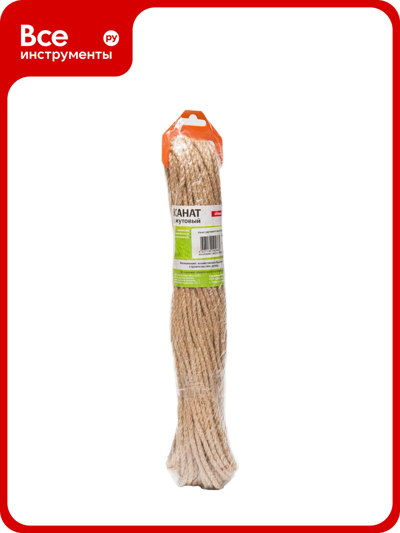 Джутовый канат Tech-Krep, износостойкий, коричневый, выполненный из натурального джута, подходит для внутренних работ
