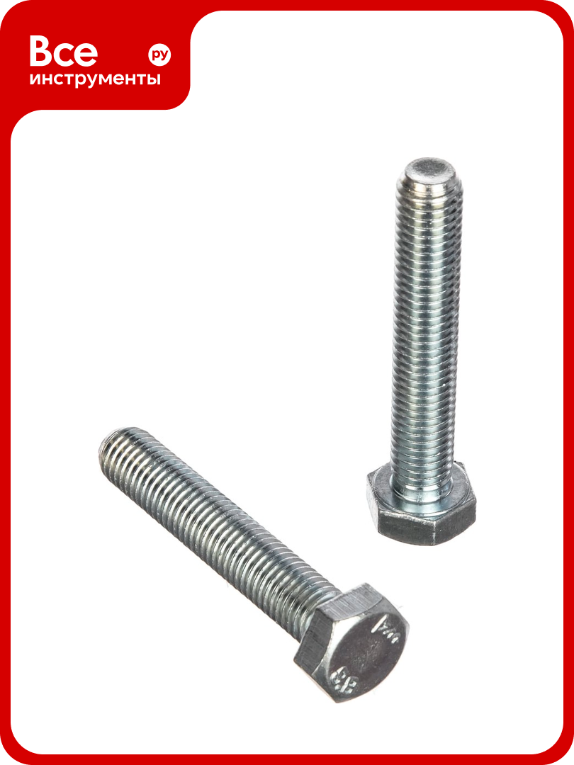 Болт DIN 933 с шестигранной головкой, оцинкованный М12х70, 10шт - коробка Tech-Krep 126530, оцинкованной стали
