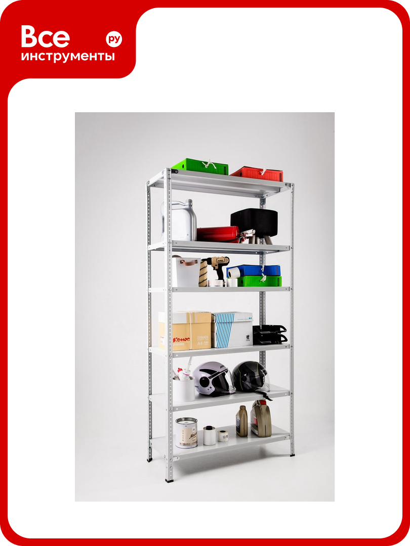 Стеллаж ООО фурама СТФ 2000x700x400 мм, 6 полок, серый СТФ207040-6, Уголки жесткости (16 шт